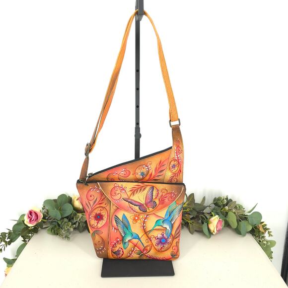 Anuschka | Bags | Anuschka Hand Painted Hummingbird And Butterfly ...